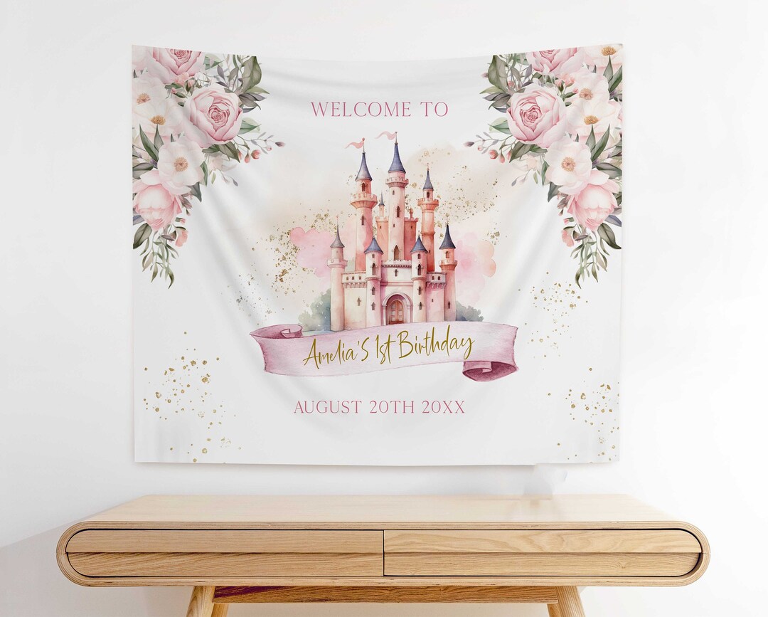 PRINCESS First Birthday Party Backdrop, A Little Princess First ...