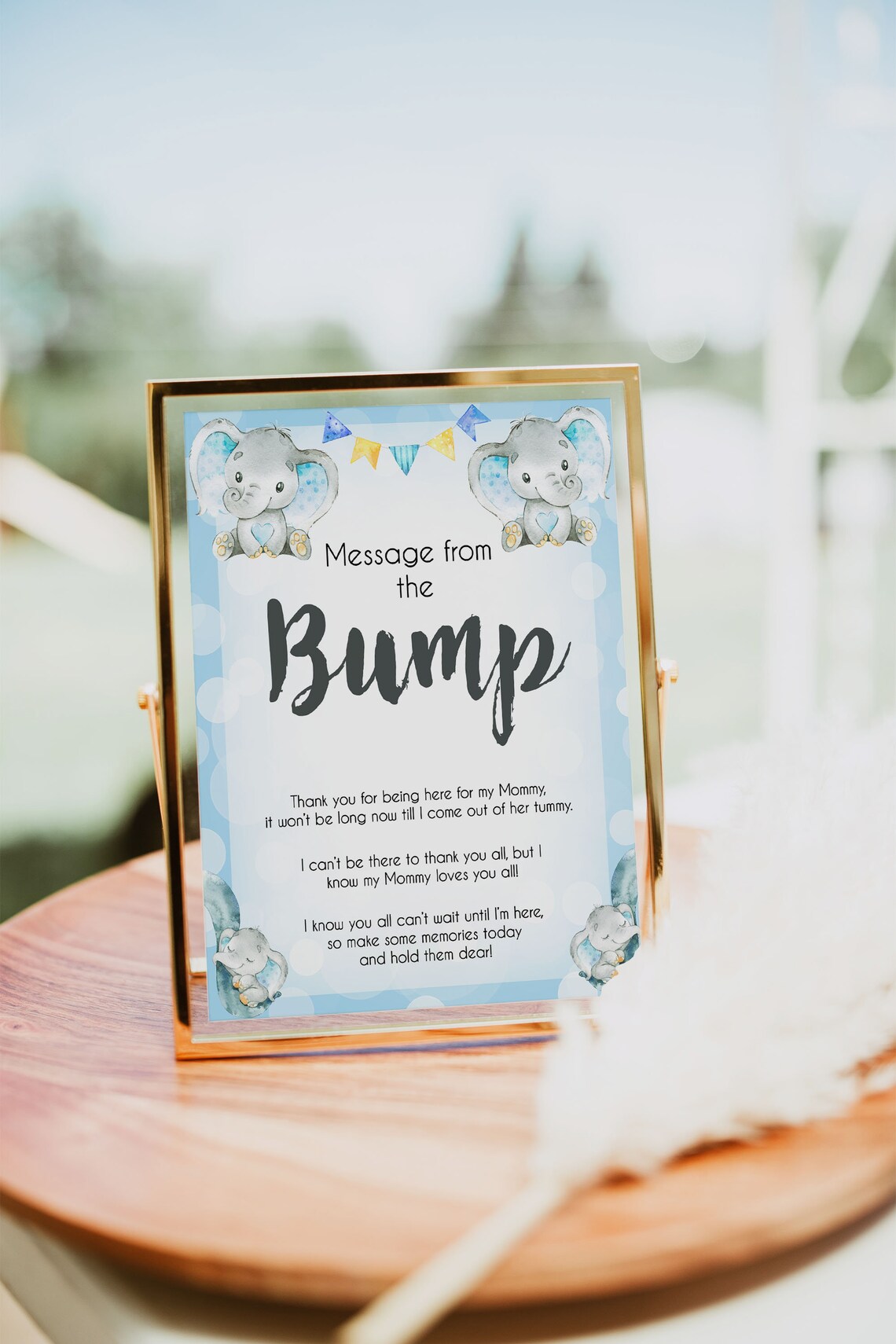 Blue Elephant Message From Baby Baby Shower Signs Printable - Etsy