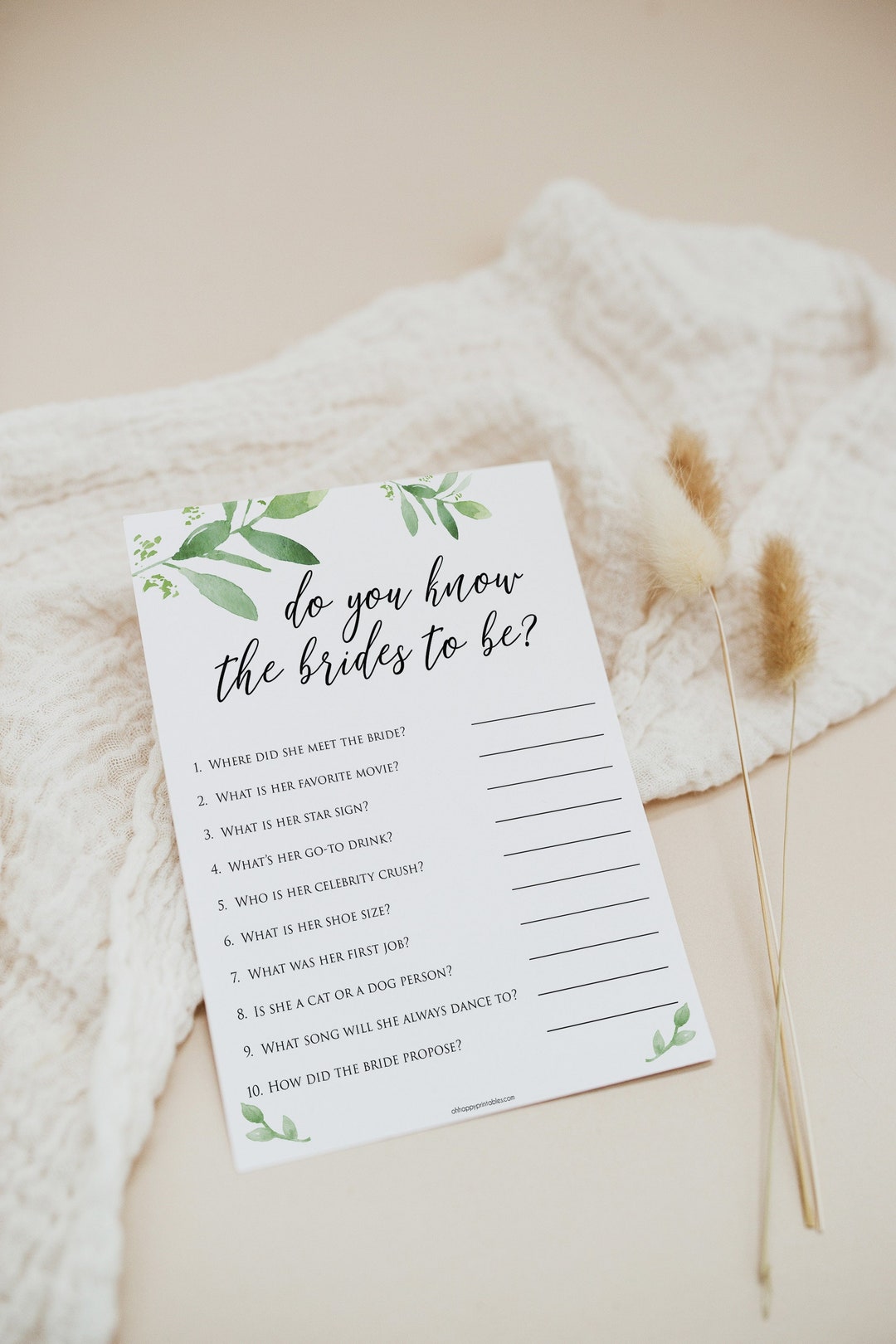 Editable Same Sex Bridal Shower Games How Well Do You Know The Brides