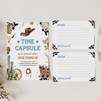 EDITABLE My First Rodeo Time Capsule Sign Note Card Cowboy First ...