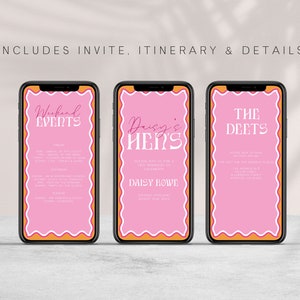 DAISY Pink Hen Party Invitation + Itinerary, Hen Weekend Invite, Pink ...