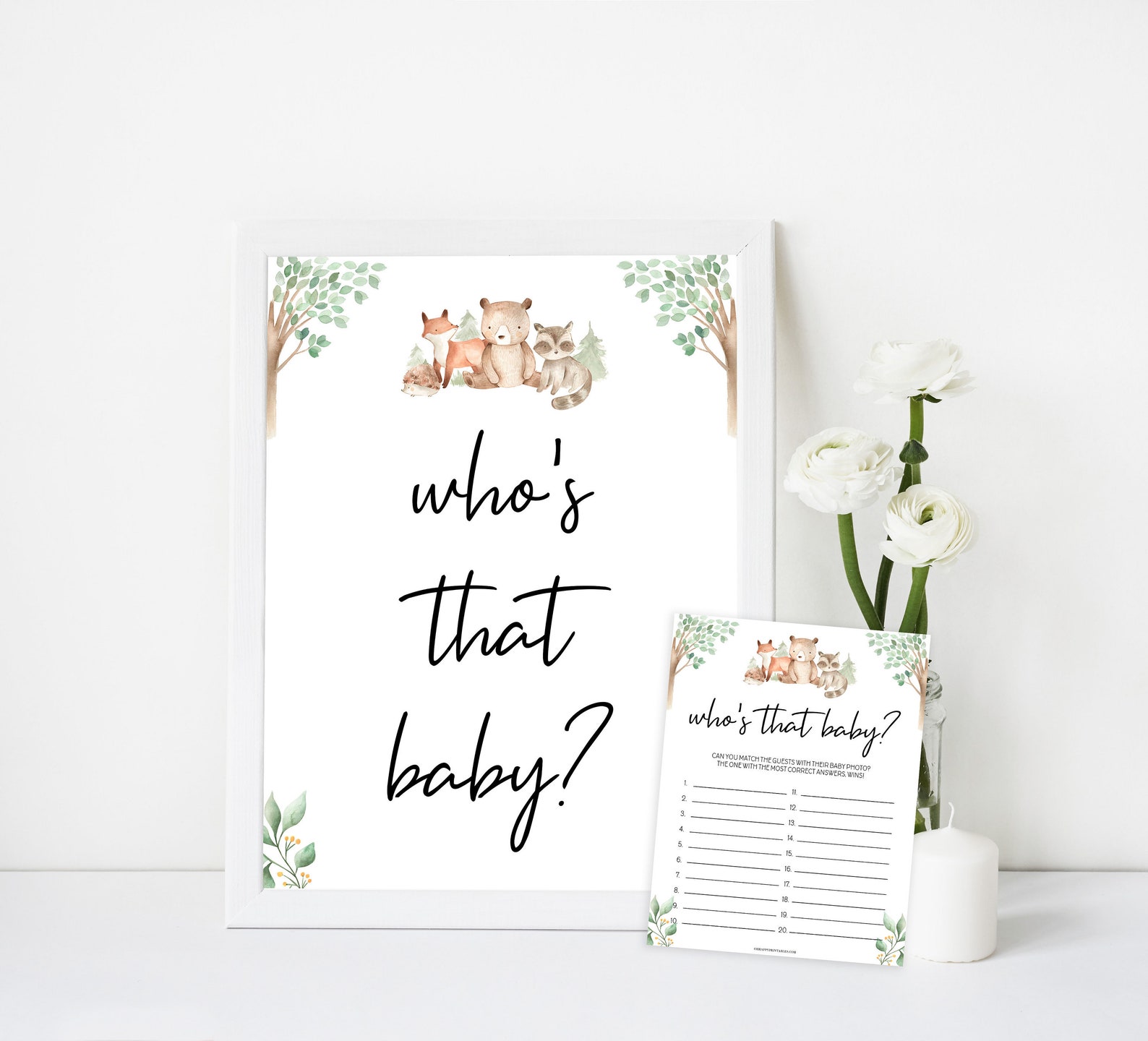 Who's That Baby Printable Baby Shower Games Woodland | Etsy