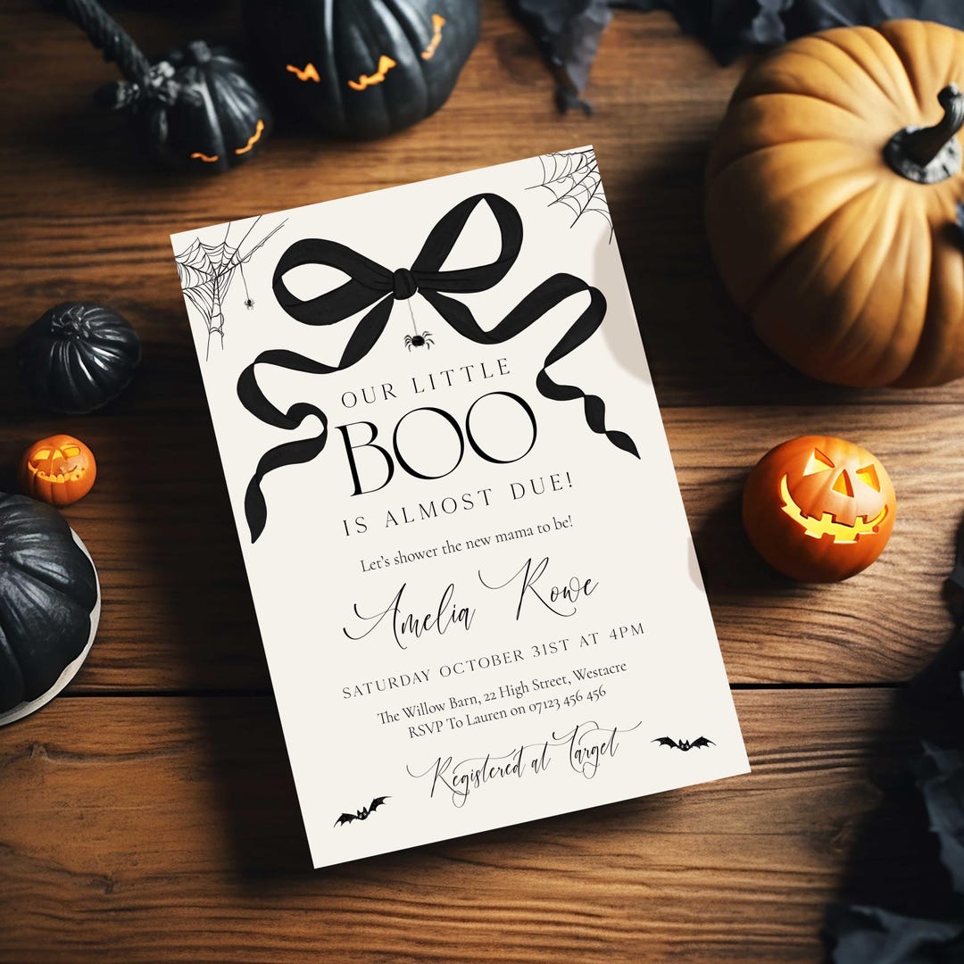 A Little Boo is Almost Due Baby Shower Invite, Editable Halloween ...