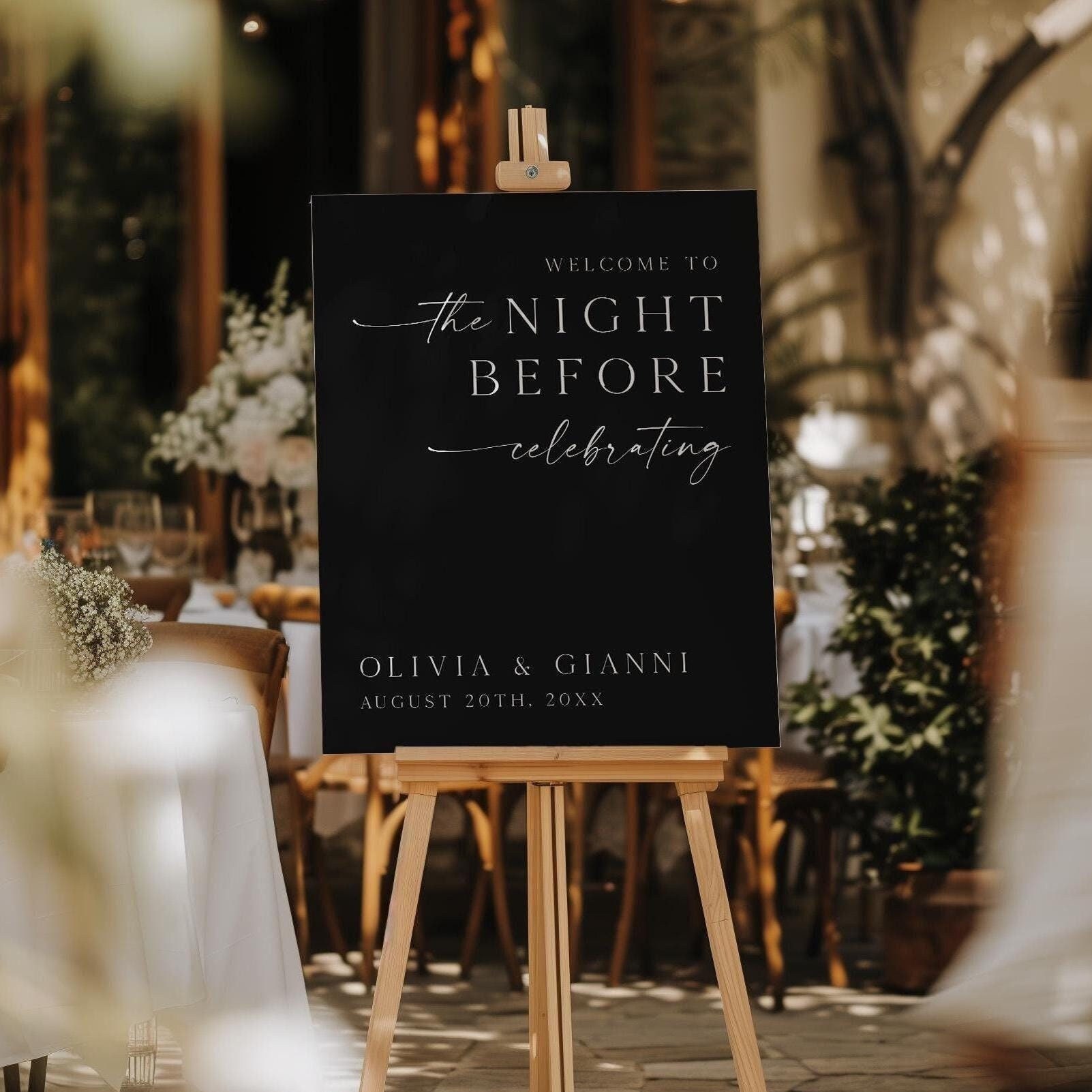The Night Before Welcome Sign Black Editable Rehearsal Dinner Welcome ...