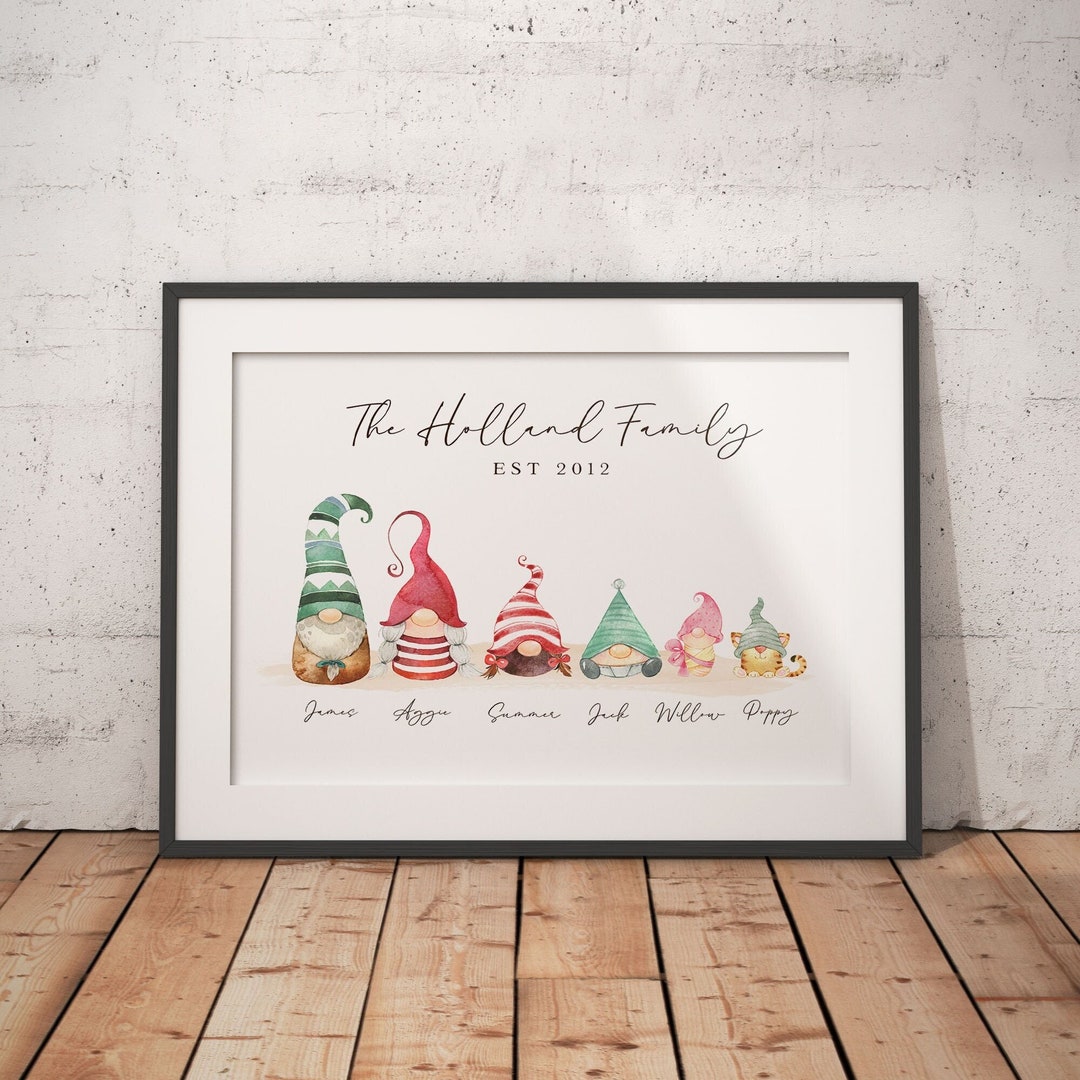 Personalised Gnome Family Portrait, PRINTED + SHIPPED, Gonk Family ...