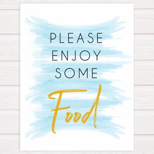 Blue Watercolor Food Baby Shower Signs Food Baby Shower Sign - Etsy