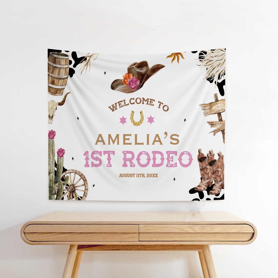 My First Rodeo Birthday Welcome Backdrop, Wild West Cowboy Birthday ...