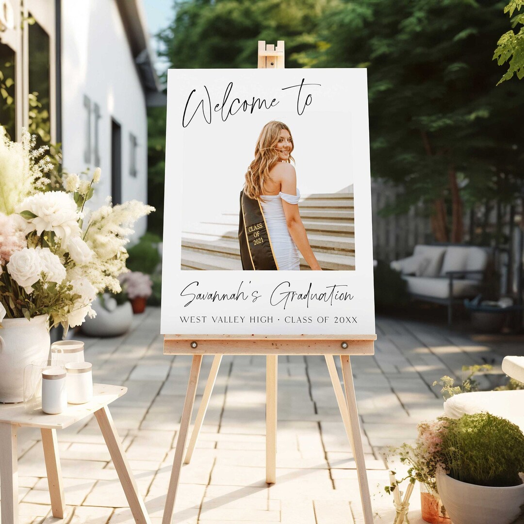 Photo Graduation Welcome Sign, Minimalist Graduation Editable Poster ...
