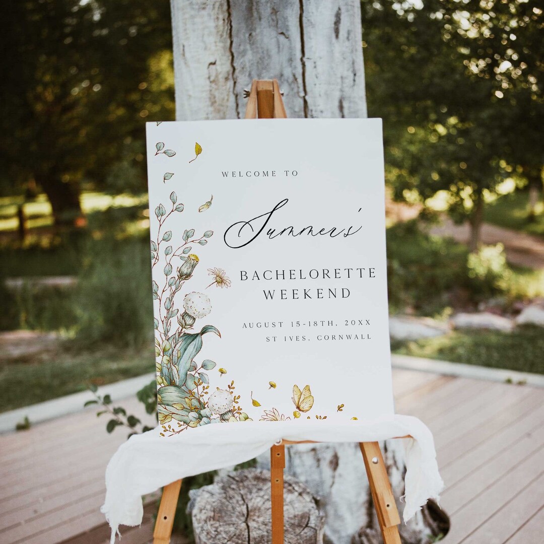 ANAIS Bachelorette Party Welcome Sign, Editable Whimsical Bachelorette ...