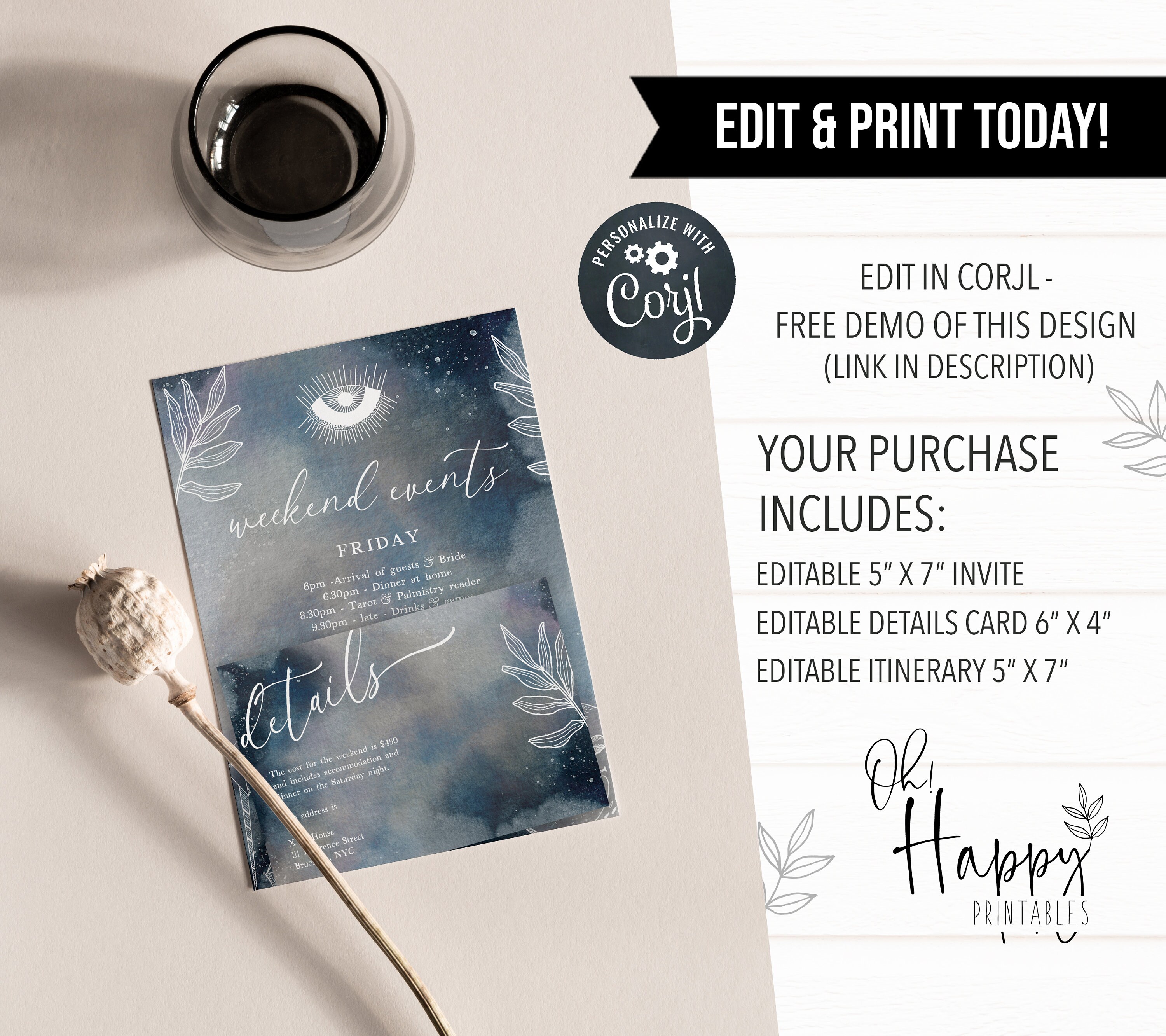 LUNA Celestial Bachelorette Party Invitation Witchy - Etsy