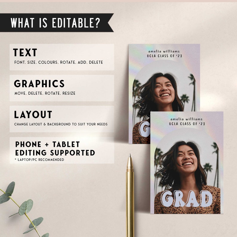 Retro Graduation Announcement Template Senior Graduation 90s - Etsy