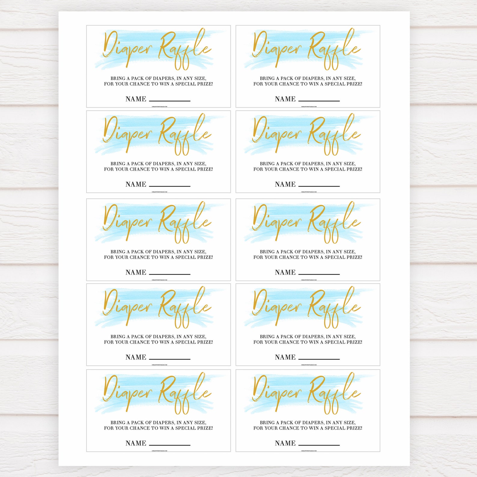 Blue Watercolor Diaper Raffle Printable Baby Shower Games - Etsy