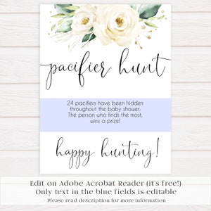 EDITABLE Pacifier Hunt Game Printable Baby Shower Games - Etsy