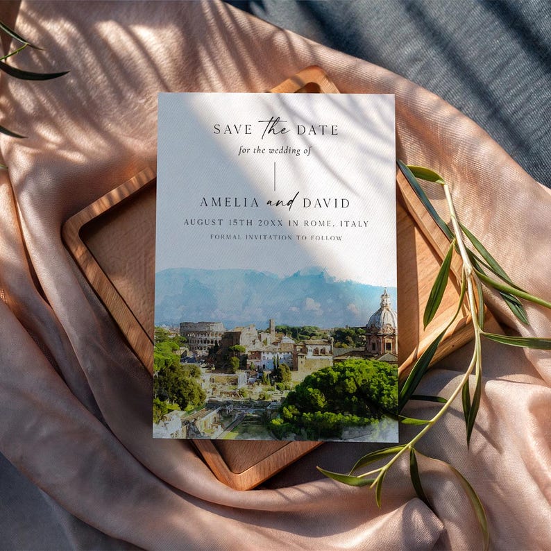 Rome Destination Save the Date Template, Italy Save the Date Canva ...