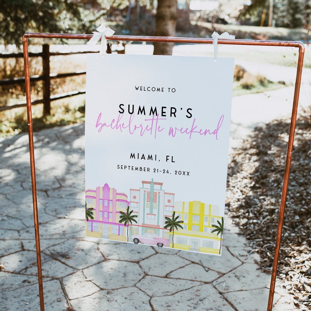 MIAMI Bachelorette Weekend Welcome Sign Template, Editable Download ...
