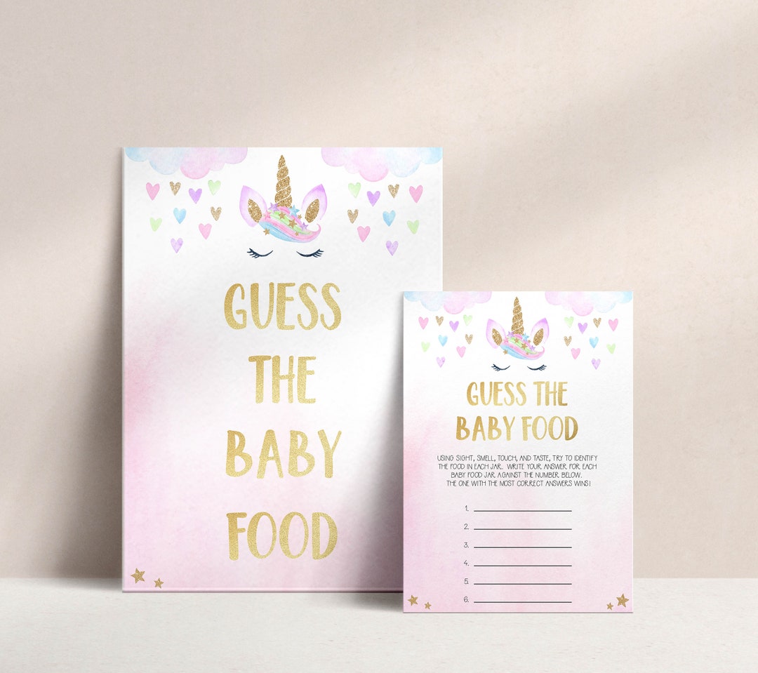 Unicorn Baby Shower Games Guess the Baby Food Game Printable - Etsy