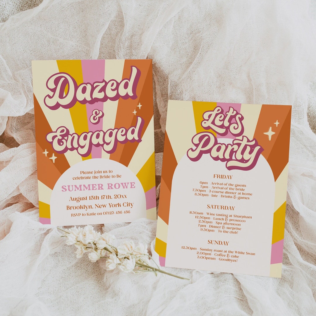 WOODSTOCK Bachelorette Invitation Template, Retro Bachelorette Invite ...