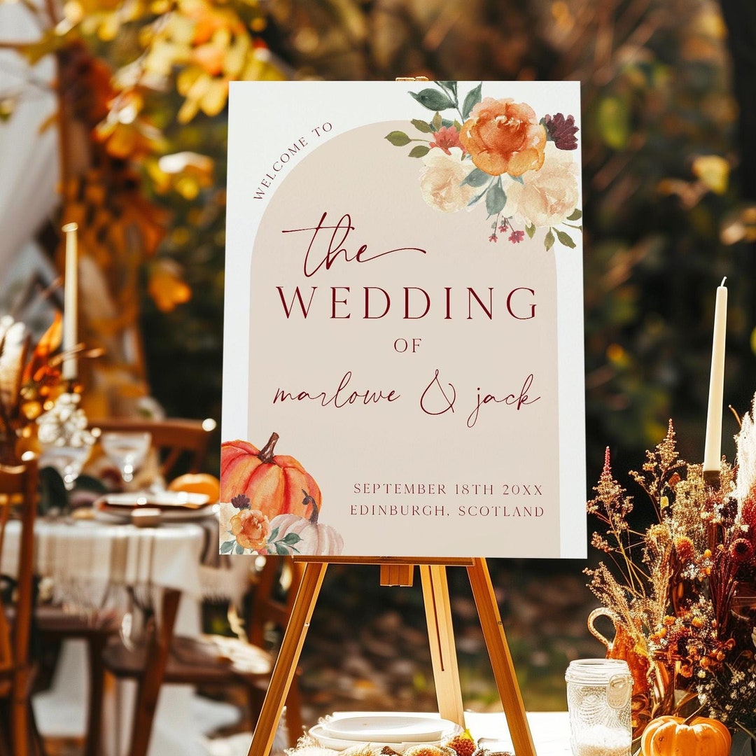 Fall Wedding Welcome Sign Template, Welcome to Our Wedding Sign ...