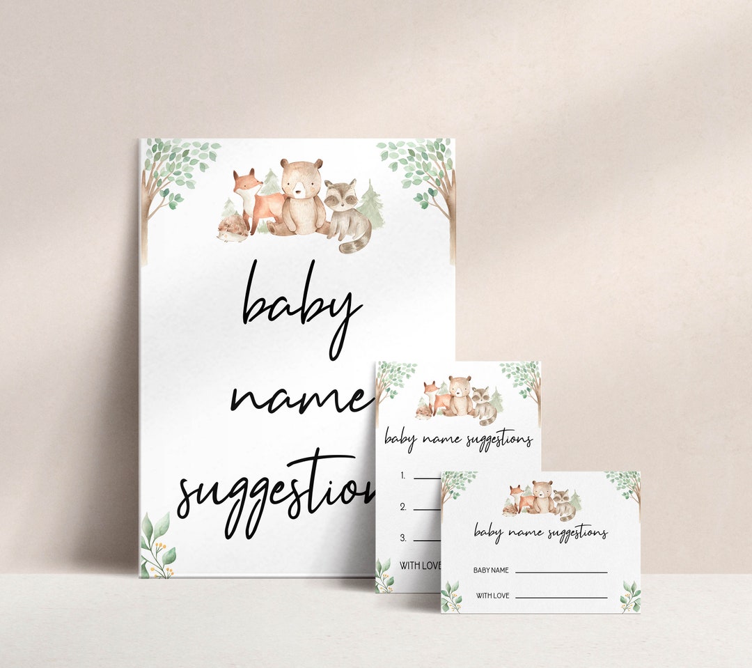 Baby Name Suggestion Game, Baby Name Suggestions, Woodland Animals Baby ...