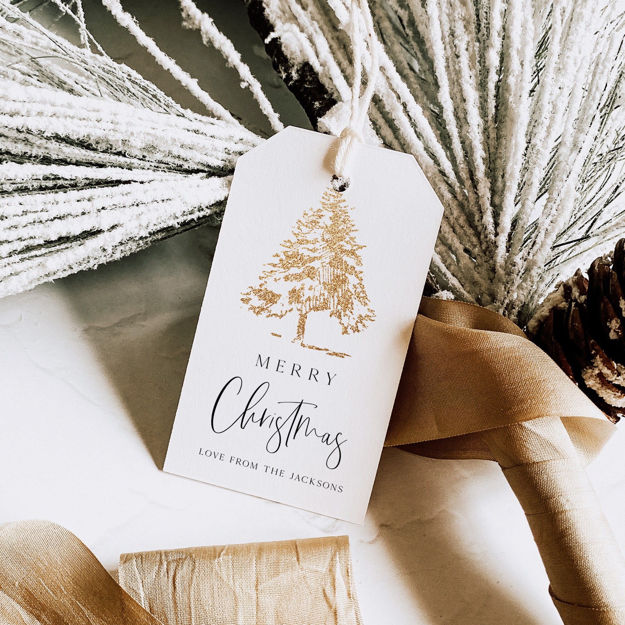 Editable Gold Christmas Gift Tag, Printable Christmas Gift Tag, Holiday ...