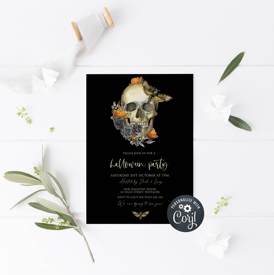 EDITABLE Halloween Skull Invitation Editable Invitation - Etsy