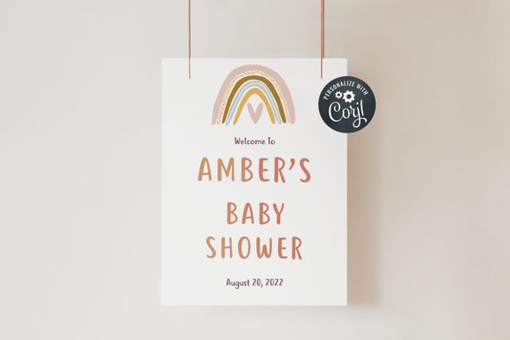 EDITABLE Boho Rainbow Baby Shower Welcome Sign Printable Baby - Etsy