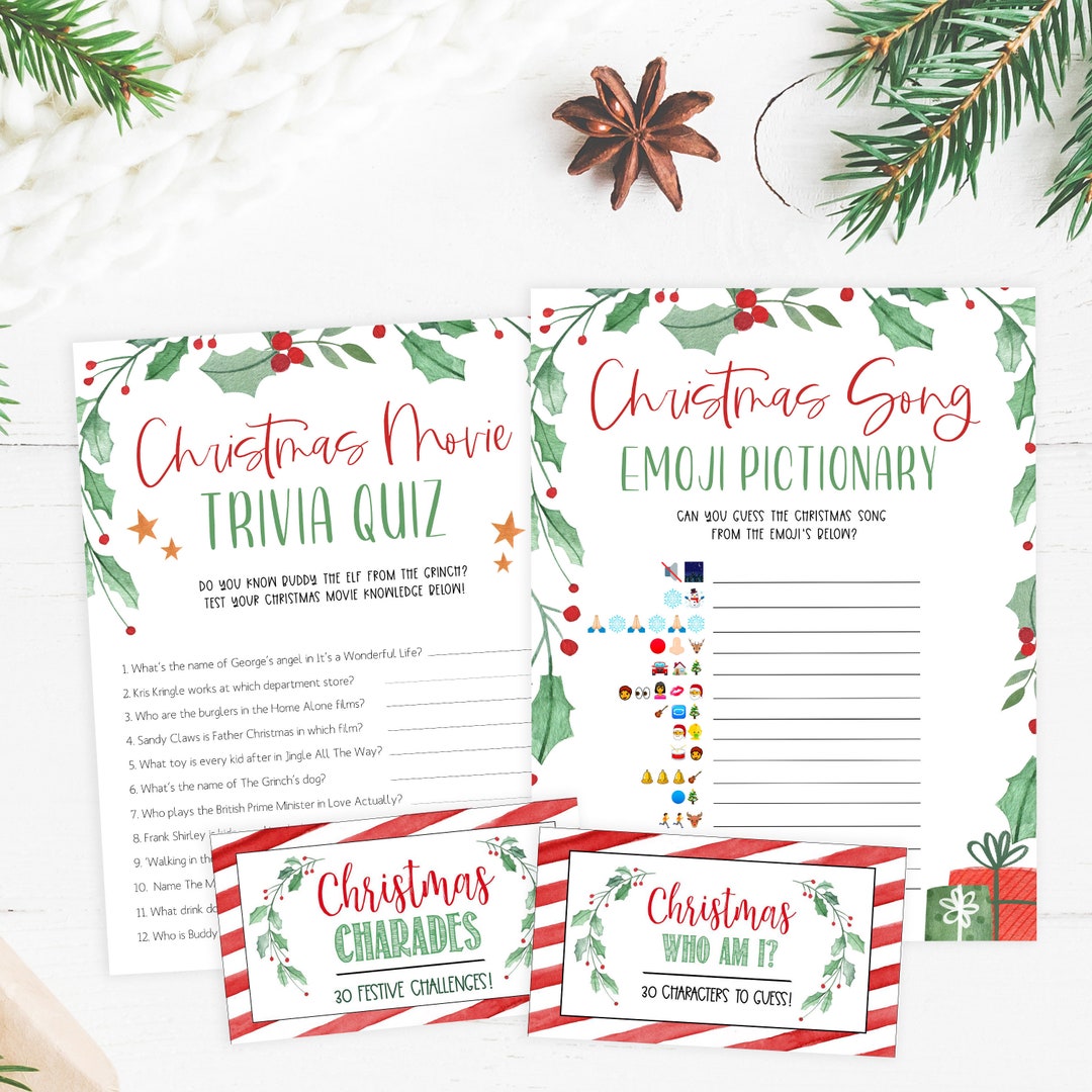4 IN 1 CHRISTMAS Party Games Bundle, Christmas Day Games, Emoji ...