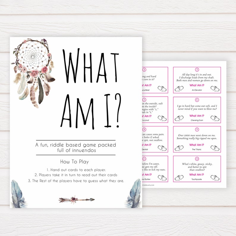 Boho 24 What Am I Innuendo Baby Shower Games Innuendo Riddle | Etsy