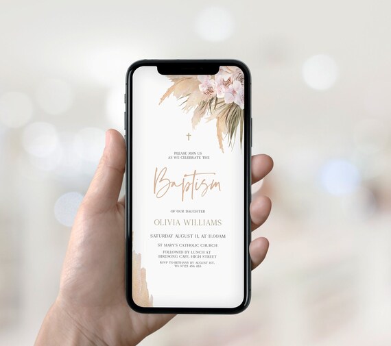 DIGITAL Baptism Invitation Template Electronic Invite | Etsy