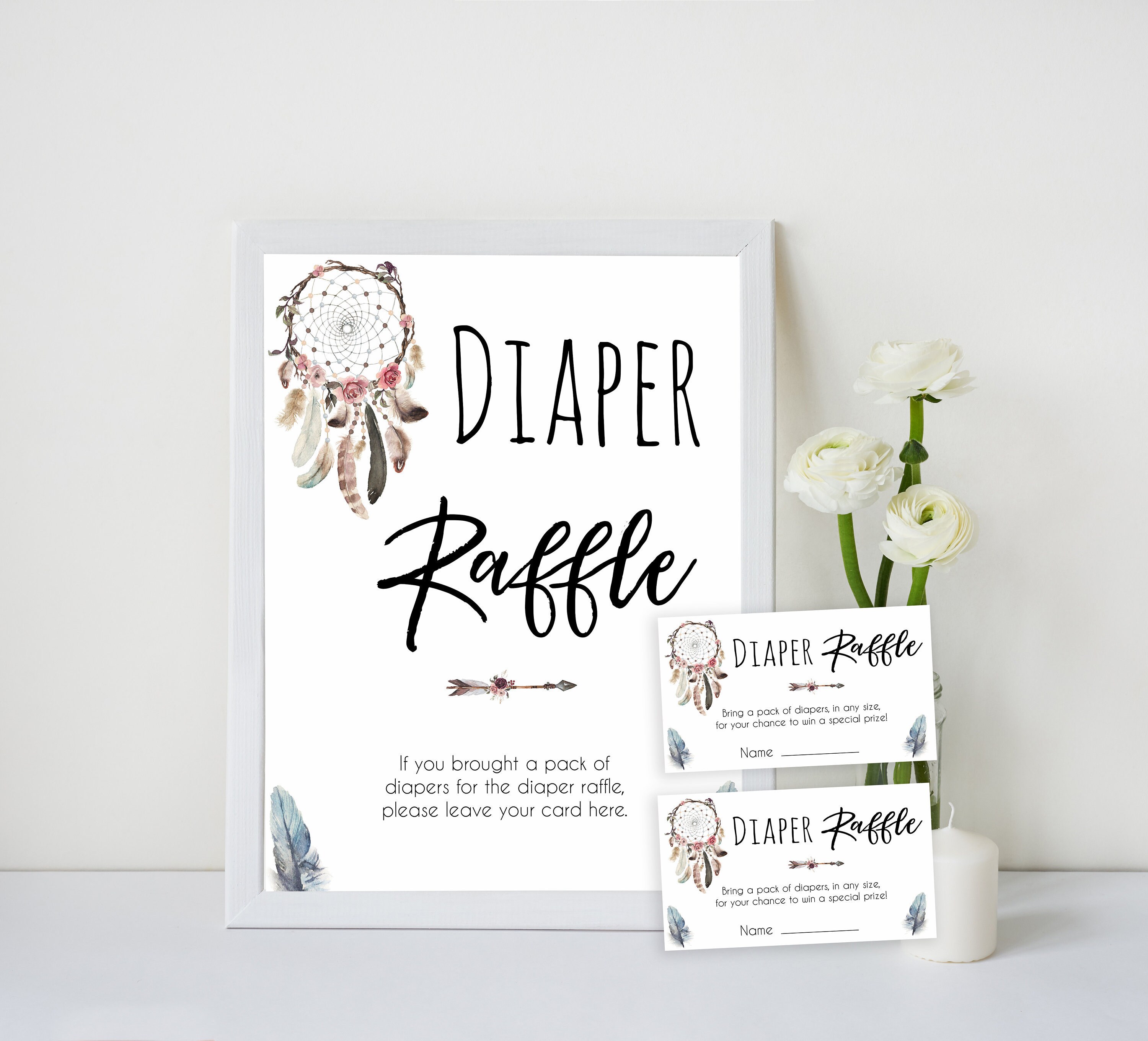 Boho Baby Shower Diaper Raffle Game Printable Baby Shower | Etsy