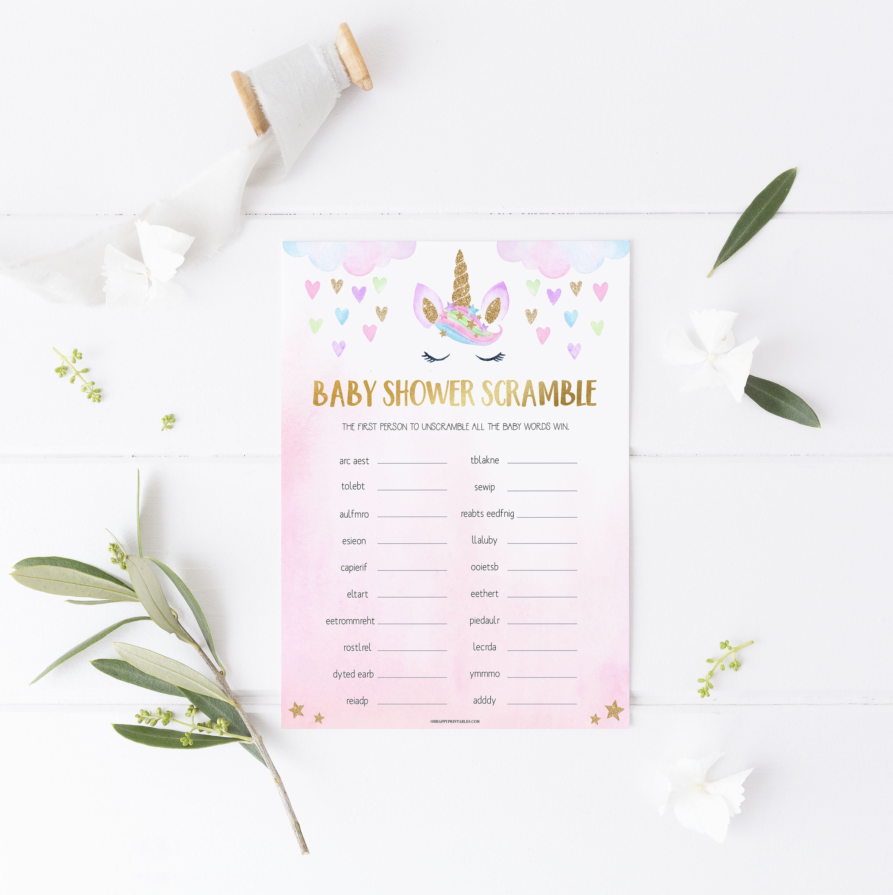 Unicorn Baby Shower Baby Word Scramble Game Printable Baby | Etsy