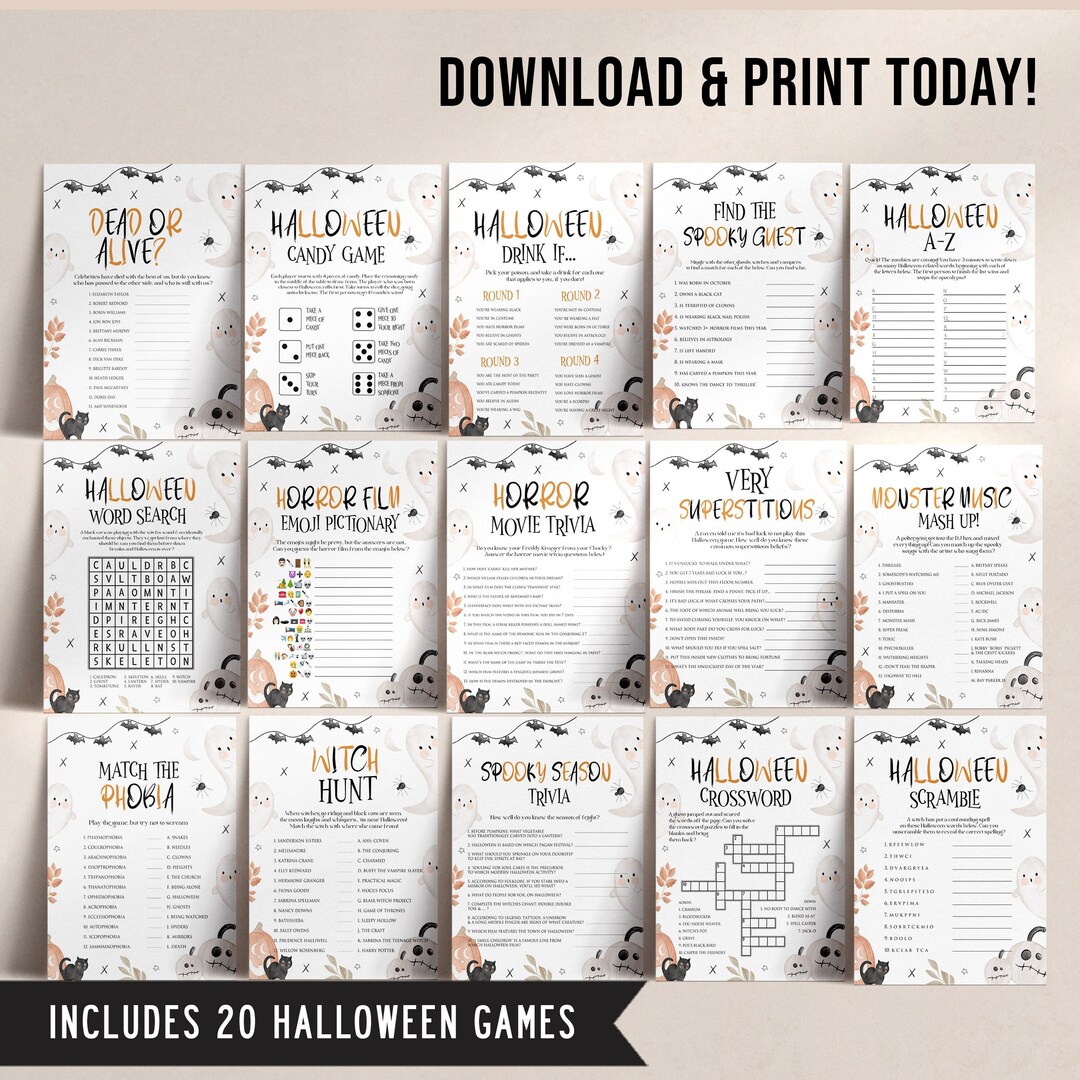 20 HALLOWEEN Games BUNDLE, Halloween Party Games for Teens and Adults ...