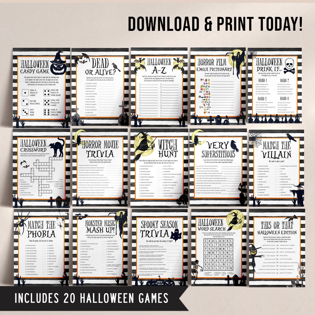 20 Halloween Party Games BUNDLE, Halloween Game for Teens and Adults ...