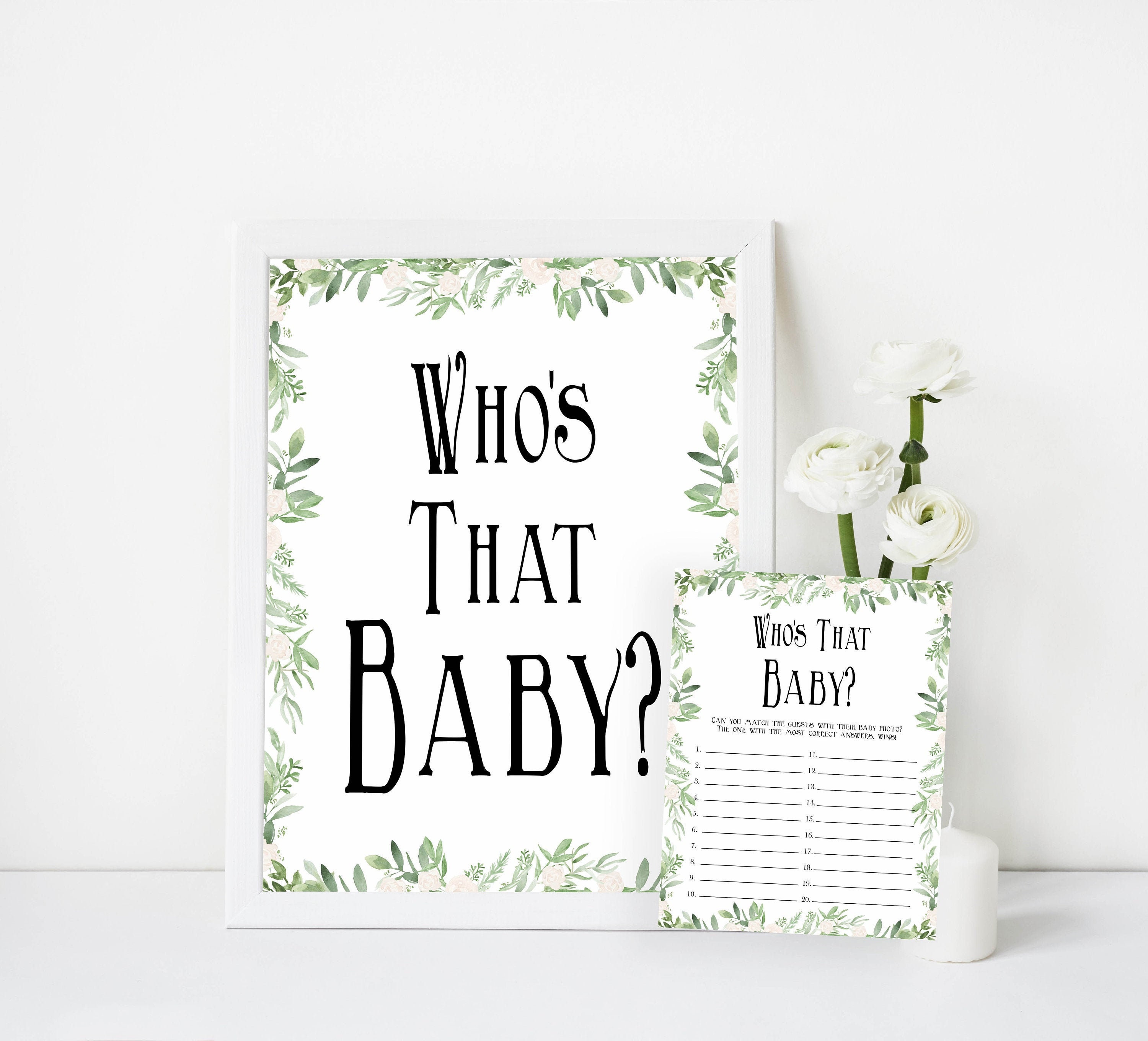 Whos That Baby Game Printable Baby Shower Games Floral | Etsy