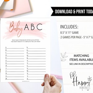 Baby ABC Race Game, Printable Baby Shower Games, Pink Swash Baby Shower ...