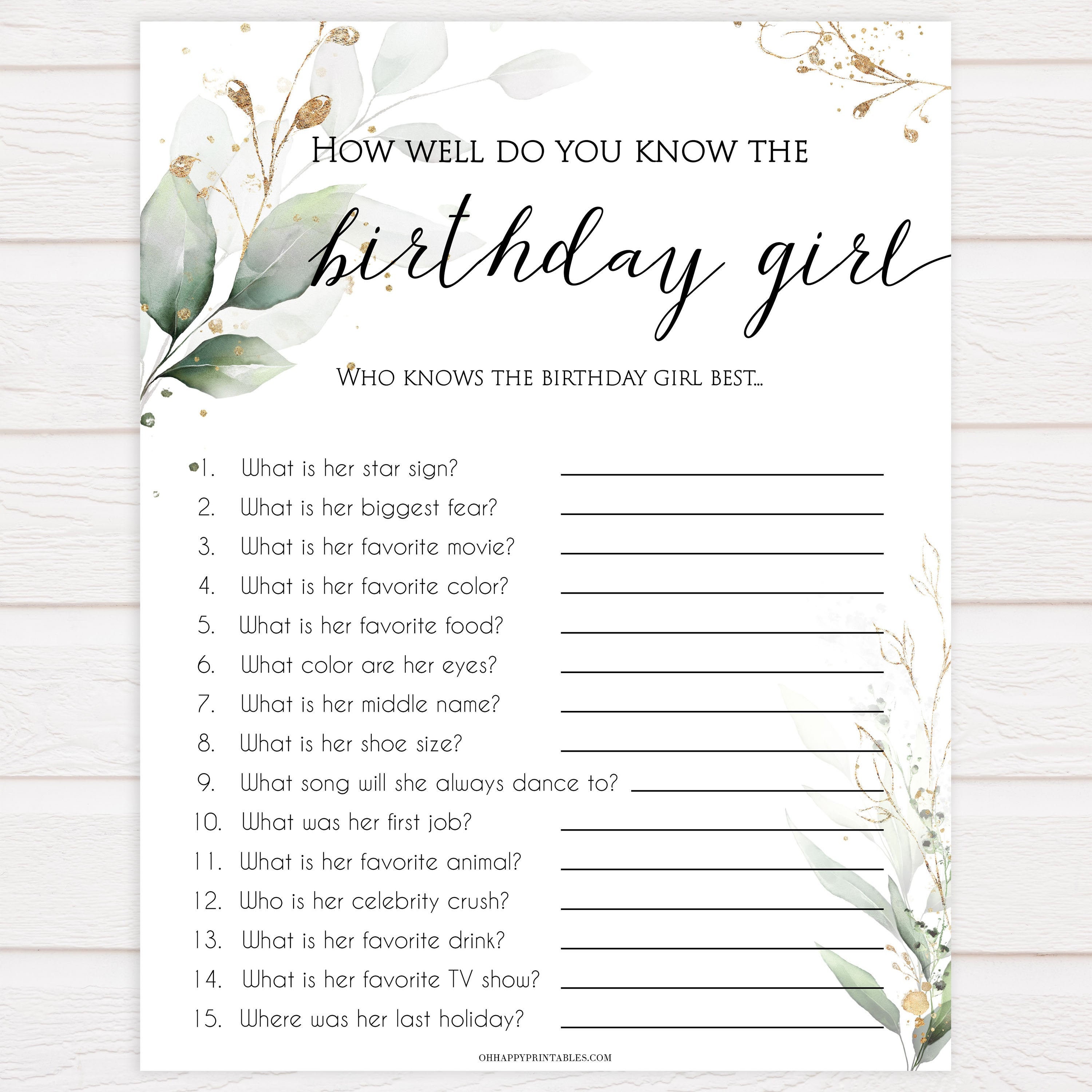 Know the Birthday Girl Printable Birthday Games Do You Know - Etsy Know the Birthday Girl Printable Birthday Games Do You Know - Etsy