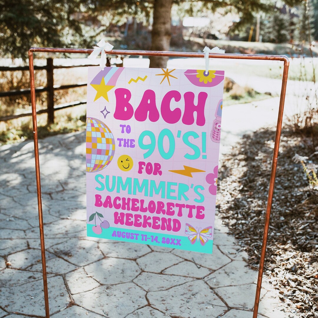BRITNEY Bach to the 90s Bachelorette Party Welcome Sign, Editable ...