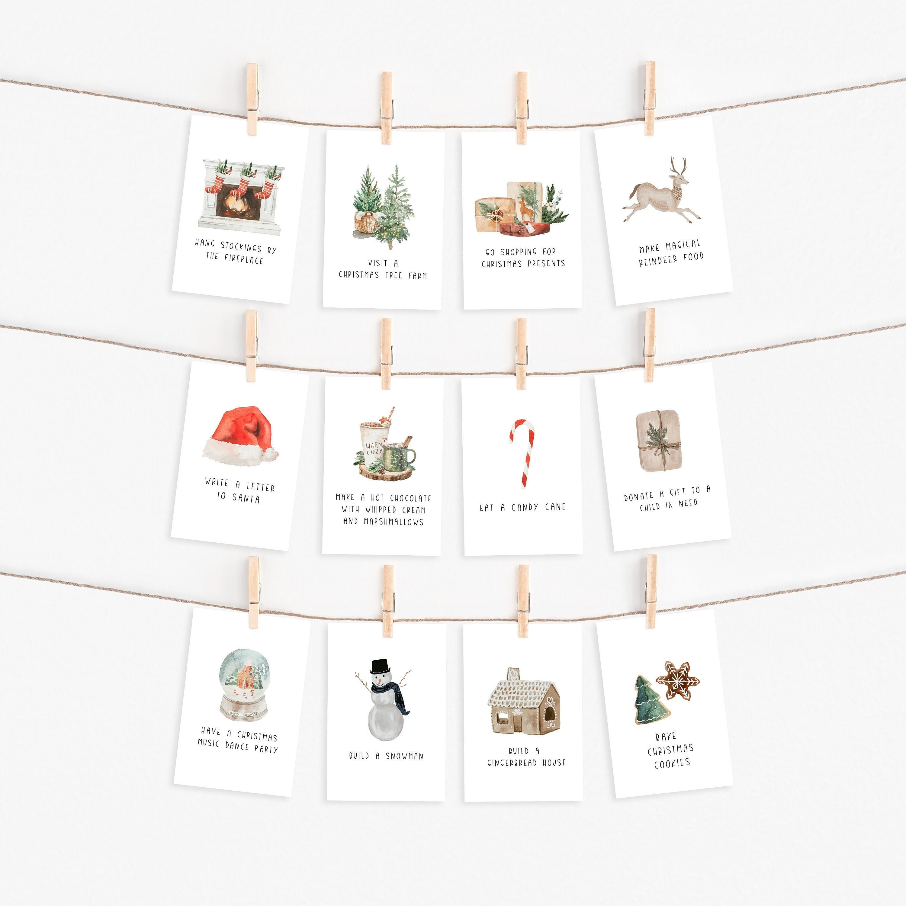 30 Printable Advent Activity Cards for Kids, Christmas Bucket List ...