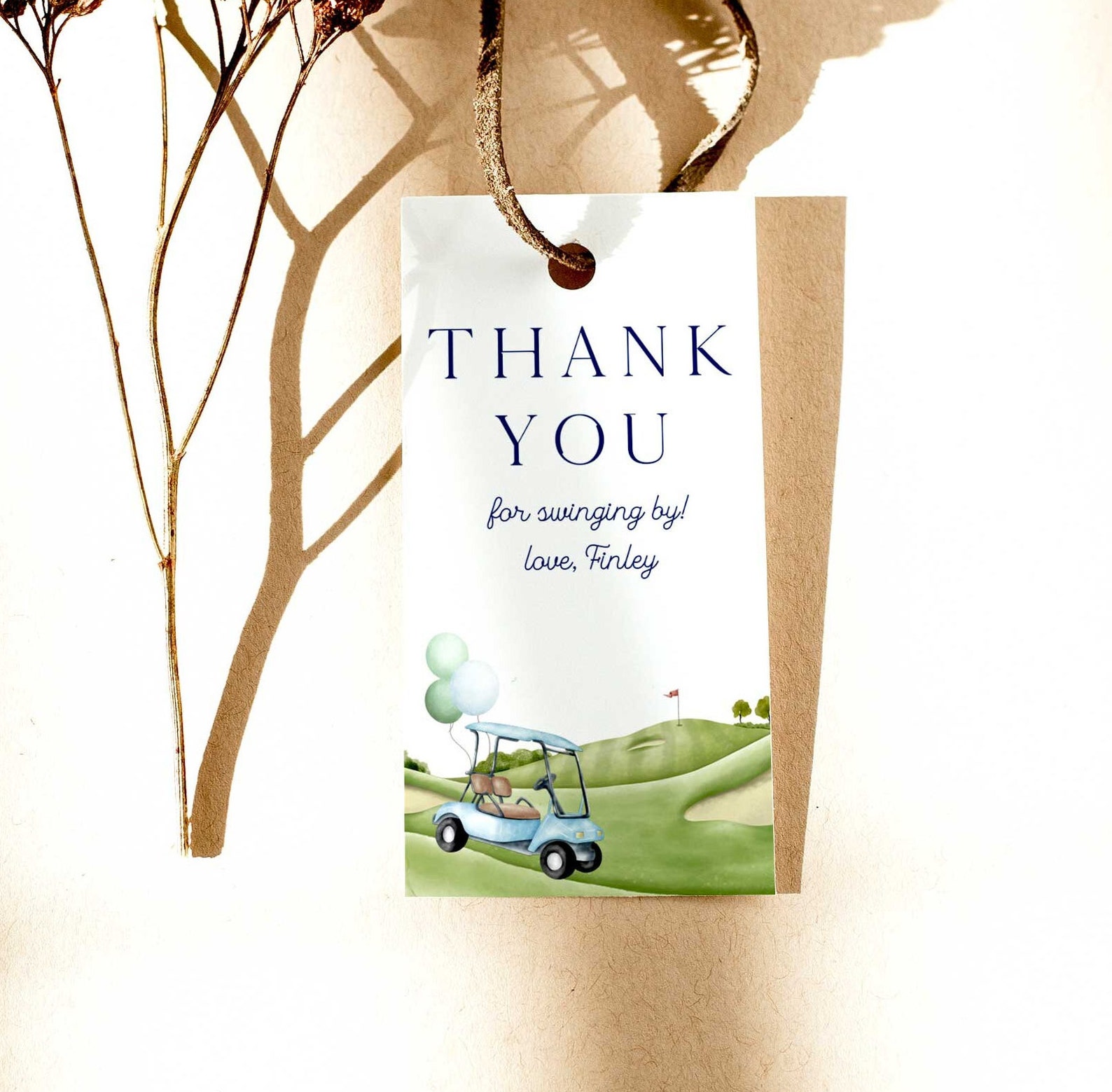 Golf Birthday Favor Tags Template, Hole in One Party Gift Tag Editable ...