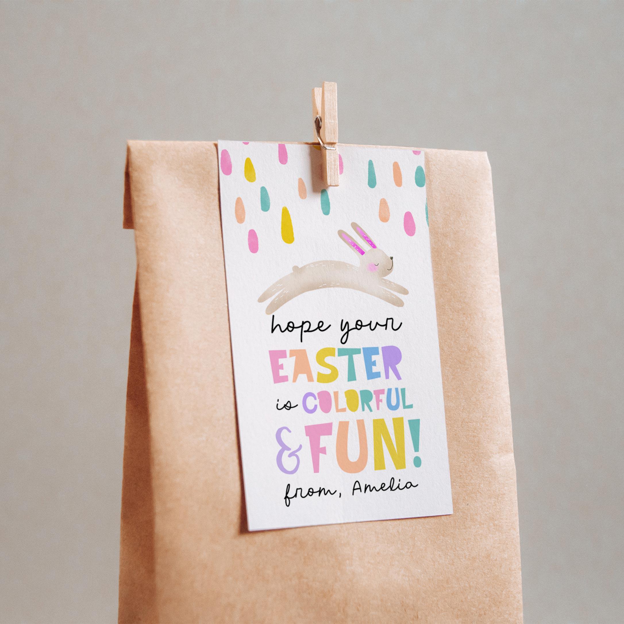 Colorful Rabbit Easter Hunt Favor Tags Editable Fun Easter Egg Hunt ...