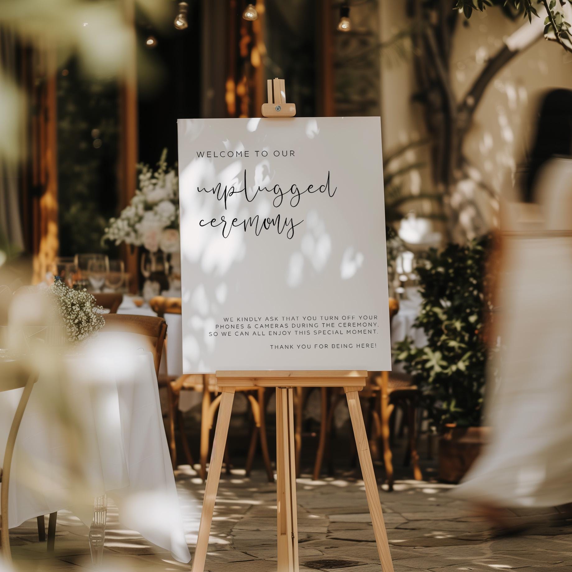 PRINTED + SHIPPED Unplugged Ceremony Wedding Welcome Sign, No Phones ...