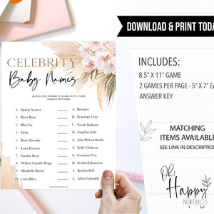 Celebrity Baby Names Game, Printable Baby Shower Games, Pampas Baby ...