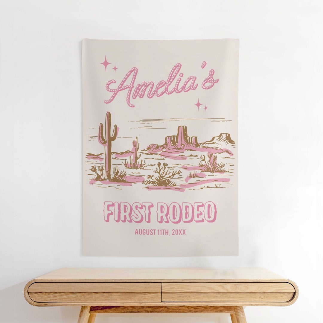 My First Rodeo Birthday Welcome Backdrop, Wild West Cowgirl Birthday ...