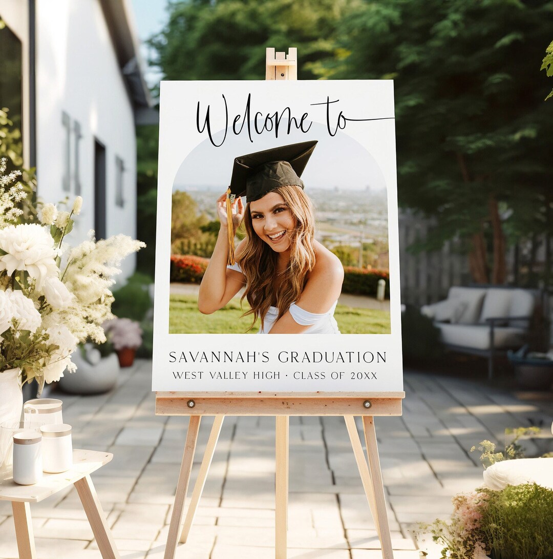 Photo Graduation Welcome Sign, Graduation Editable Poster, Graduate ...