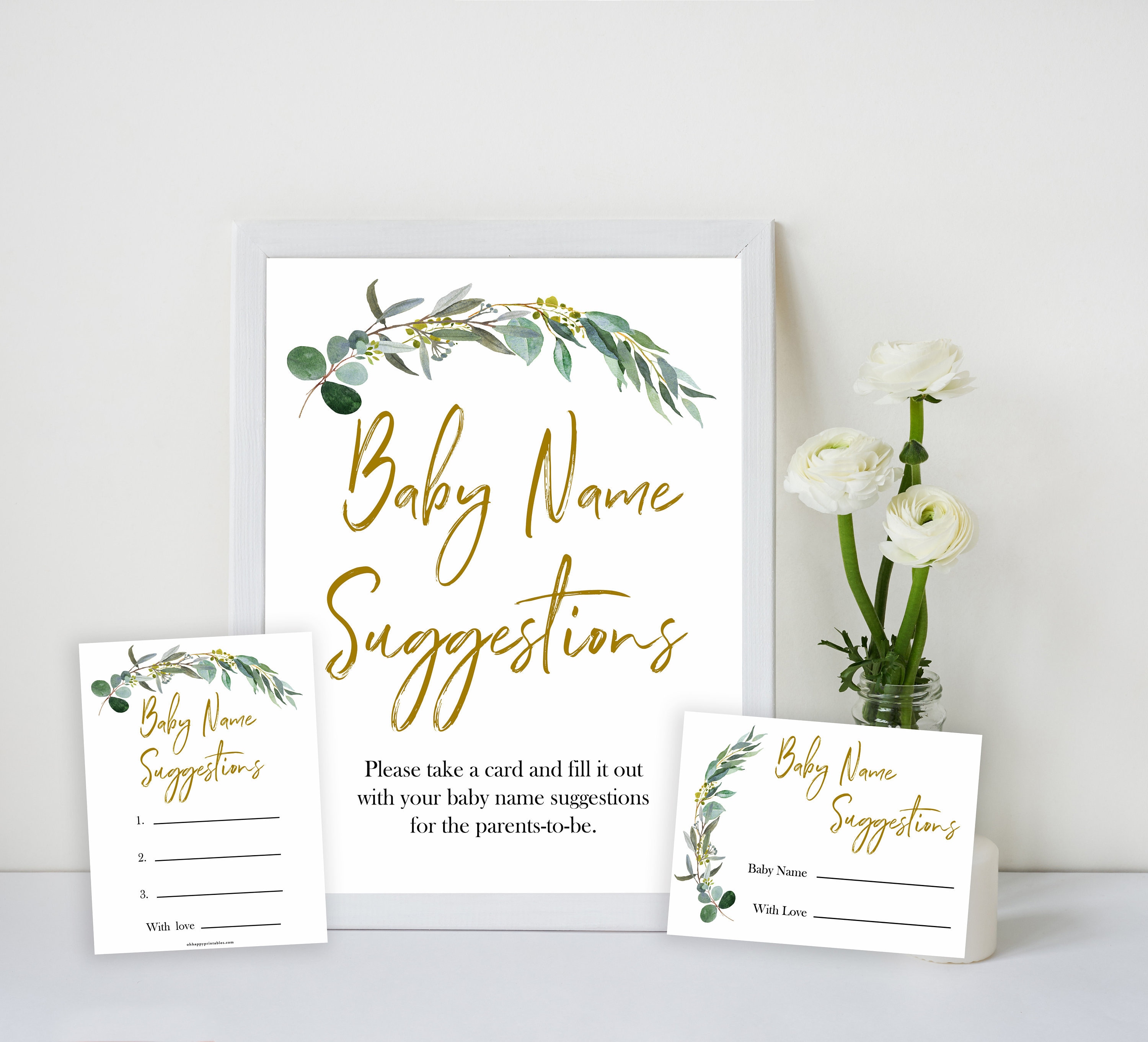 Floral Baby Shower Baby Name Suggestion Printable Baby | Etsy UK
