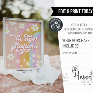 Groovy Birthday Party Decor Tie Dye Station 70' Daisy Sign Decor Groovy ...