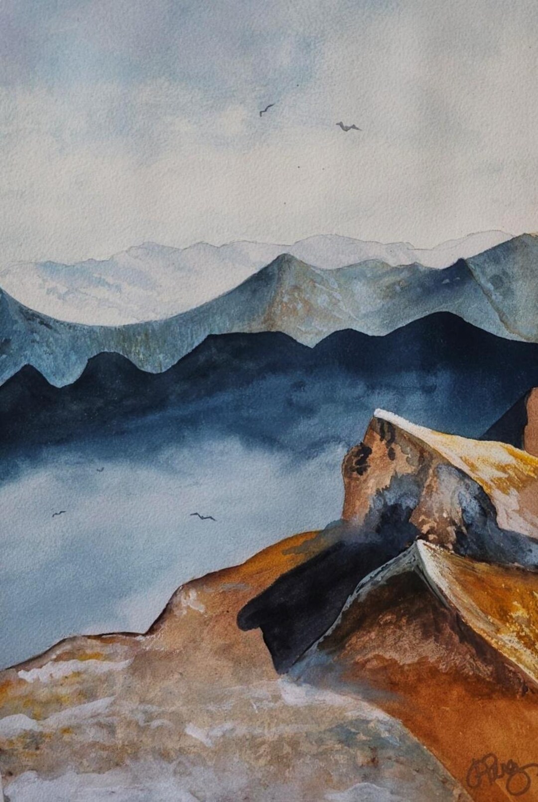 Trapper Peak Summit Watercolor Painting, Original Montana Landscape Art ...