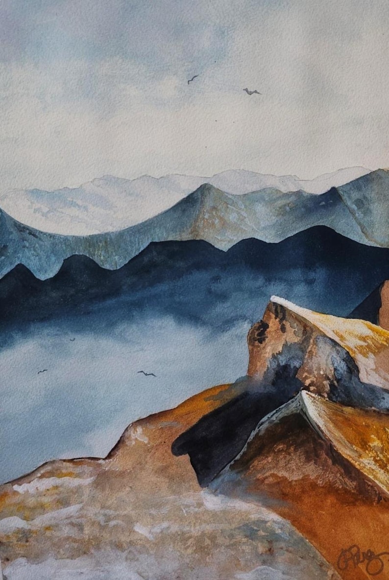 Trapper Peak Summit Watercolor Painting, Original Montana Landscape Art ...