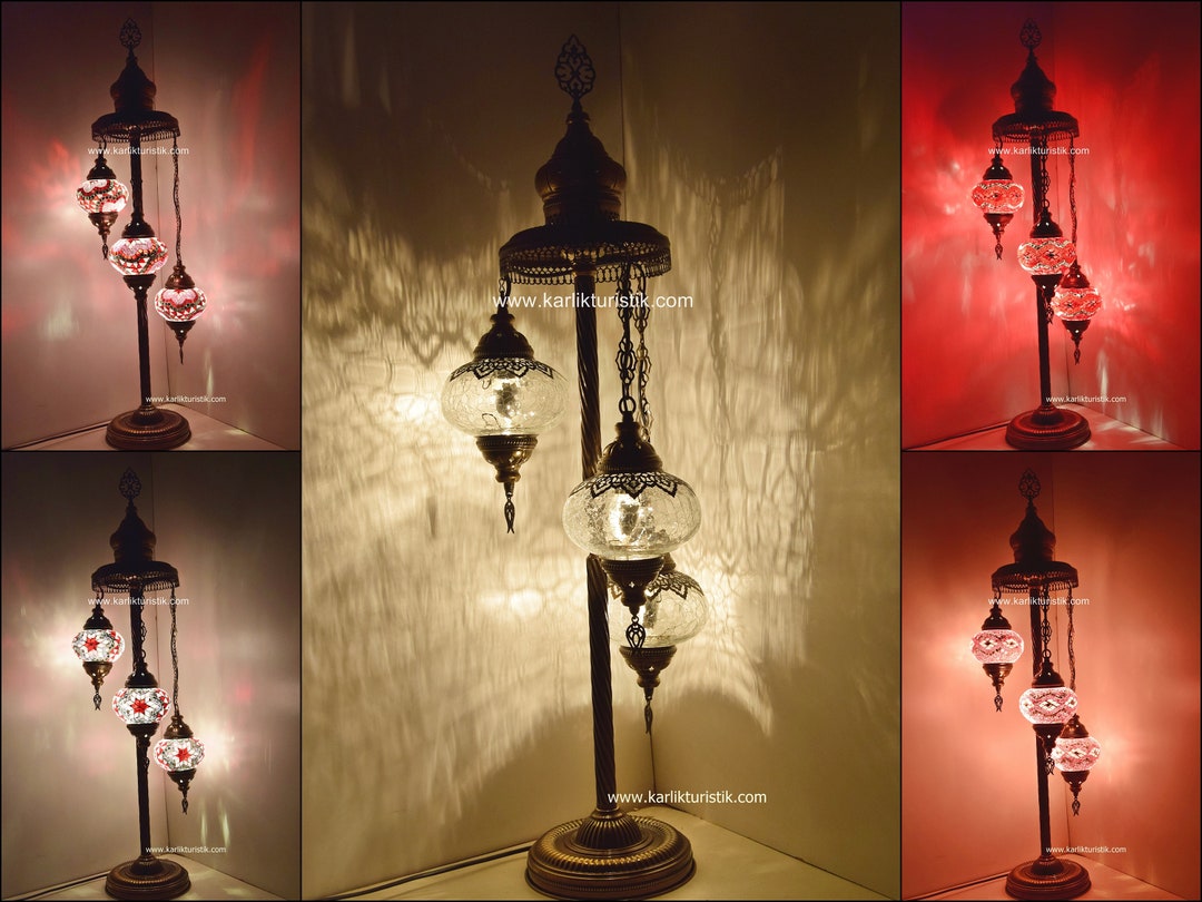 OTTOMAN Lamps 3 Gobe Turkish Lamp Standing Cracked Pattern ,ottoman ...