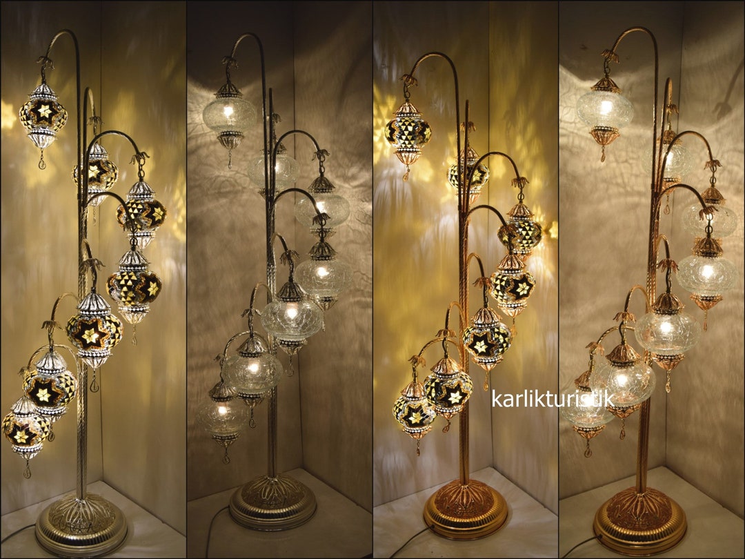 Mosaic Standing Lamp ,turkish Floor Lamp 7 Globe Tansparent Pattern or ...